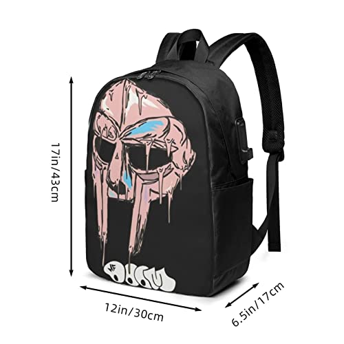 BATLX MF MUSIC DOOM Backpack College Work Laptop Backpack Travel Casual Daypack With Usb Port 17 Inch