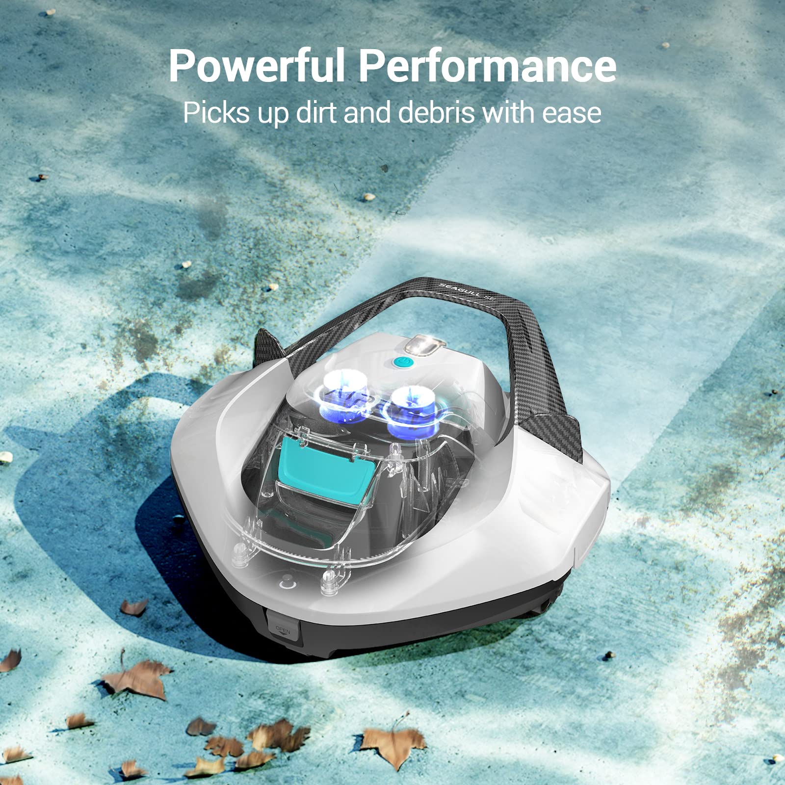 AIPER Seagull SE Cordless Robotic Pool Cleaner, Pool Vacuum Lasts 90 Mins, LED Indicator, Self-Parking, Ideal for Flat Pools up to 30 Feet in Length- White