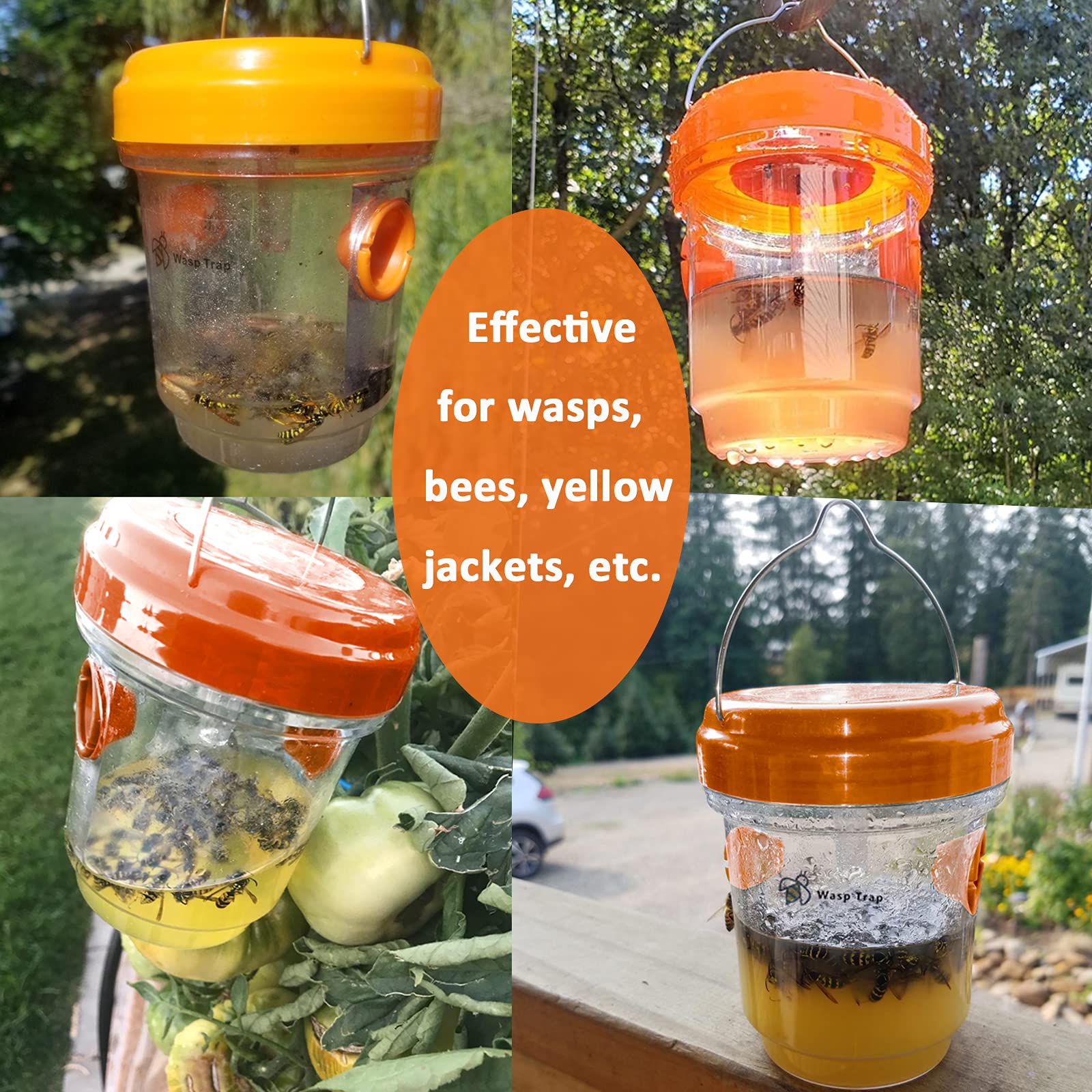 Auronp Wasp Trap Outdoor Hanging,2 Pack Wasp Trap,Yellow Jacket Trap,Carpenter Bee Traps for Outside, Reusable Hornet Trap,Bee Trap for Outdoors