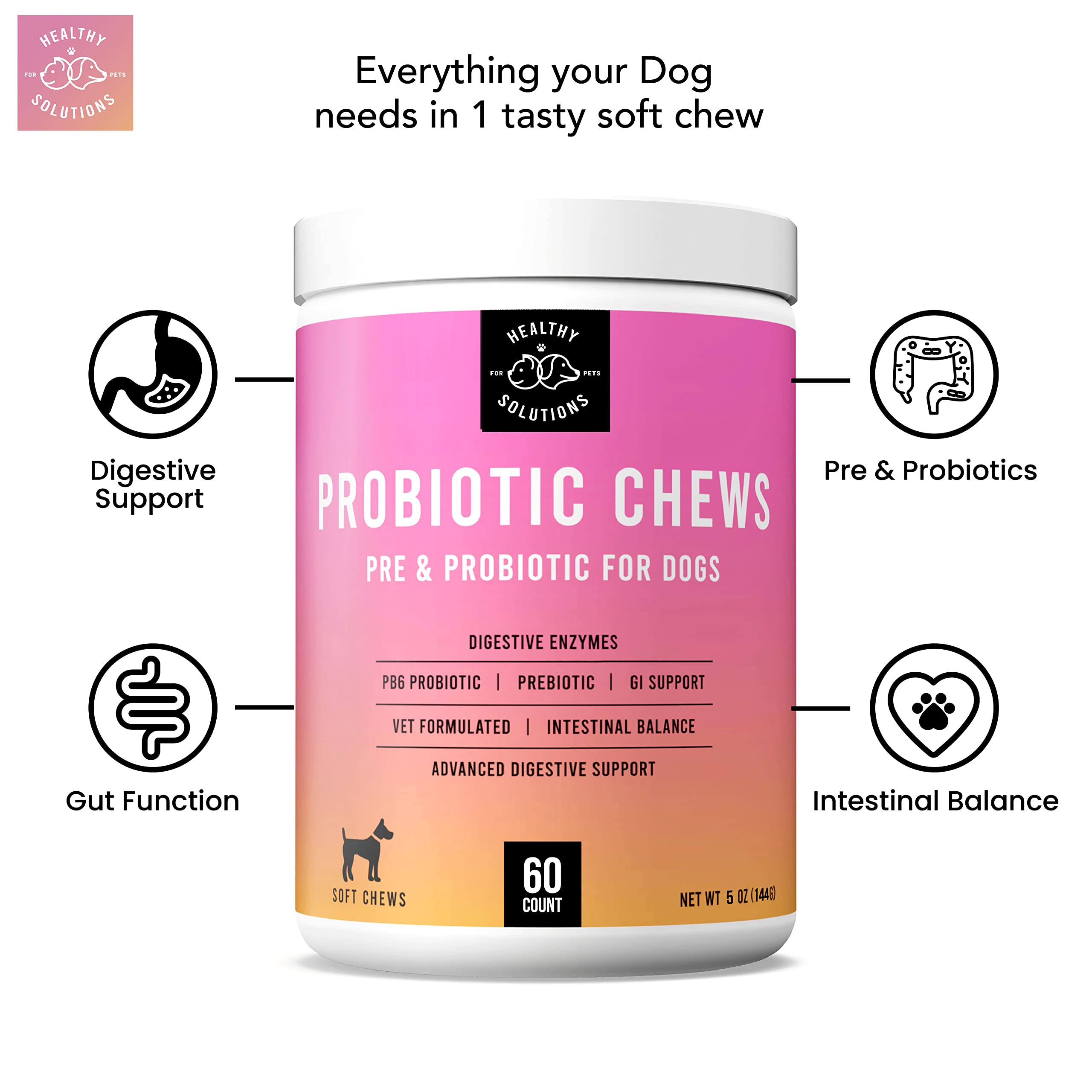 Dog Daily Essentials Bundle - Includes All-in-One Dog Multivitamin, Probiotics for Dogs, & Glucosamine for Dogs - Supports Joints, Digestion, Skin, & Coat - 60ct Soft Chews | Made in USA