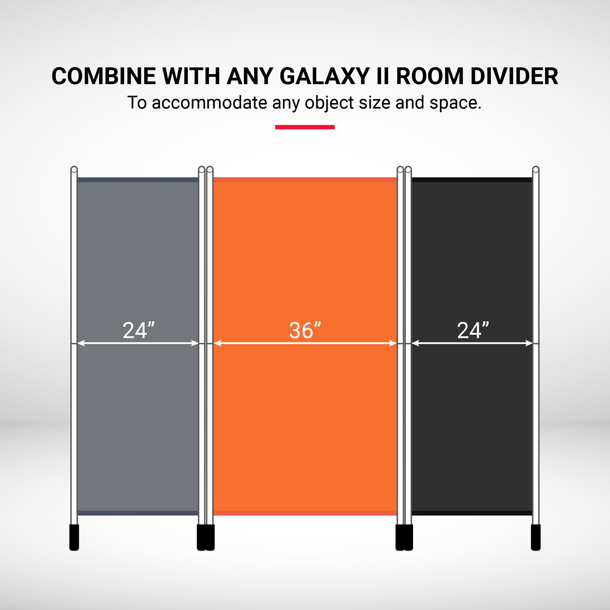 Proman Products - Galaxy II Section Divider, Water Repellent Fabric Room Divider with Black Powder Coated Metal Frame for Indoors or Outdoors, Small 50.25β Width (Grey)