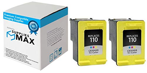 SuppliesMAX Remanufactured Replacement for HP PhotoSmart A310/A320/A430/A440/A445/A510/A610/A640/A710/A826 Tri-Color Inkjet (2/PK-55 Page Yield) (NO. 110) (Q8700BN_2PK)
