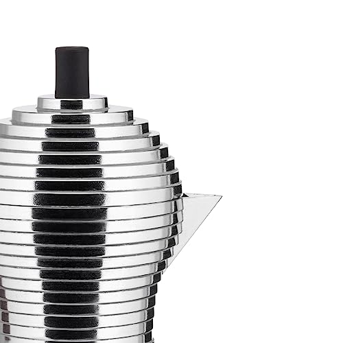 Alessi MDL02/1 B Pulcina Stove Top Espresso 1 Cup Coffee Maker in Aluminum Casting Handle And Knob in Pa, Black