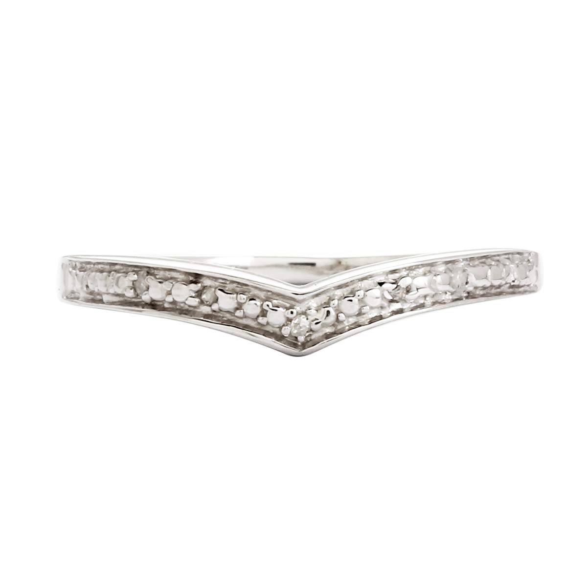 925 Sterling Silver Diamond Ring Chevron Thumb Ring Womens Point Stackable V Shape Wedding Rings (11.5)