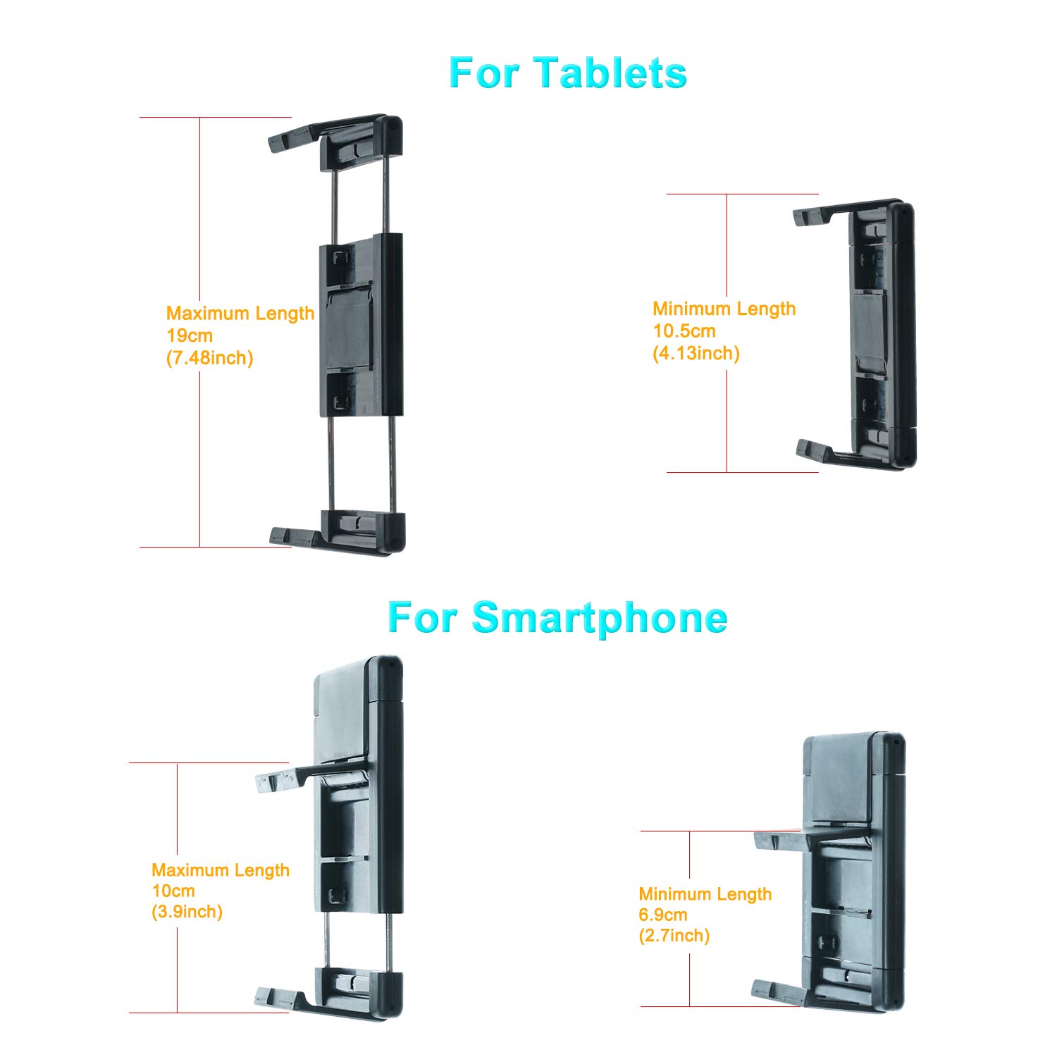 TFY Tablet Wall Mount, Kitchen Wall Mount for Tablets and Smartphones, Fits on Kitchen, Bathroom, Bedroom, Readingroom and More (Black)