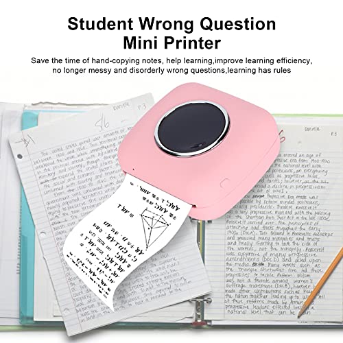 AURORAGRACE Mini Pocket Printer Bluetooth Thermal Portable Student Wrong Exercise Photo Printing (Redness)