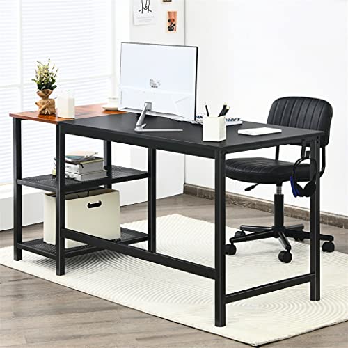 BBSJ 59" Home Office Computer Desk Study Laptop Desk Detachable 2 Tier Shelves Shelves Office Furniture