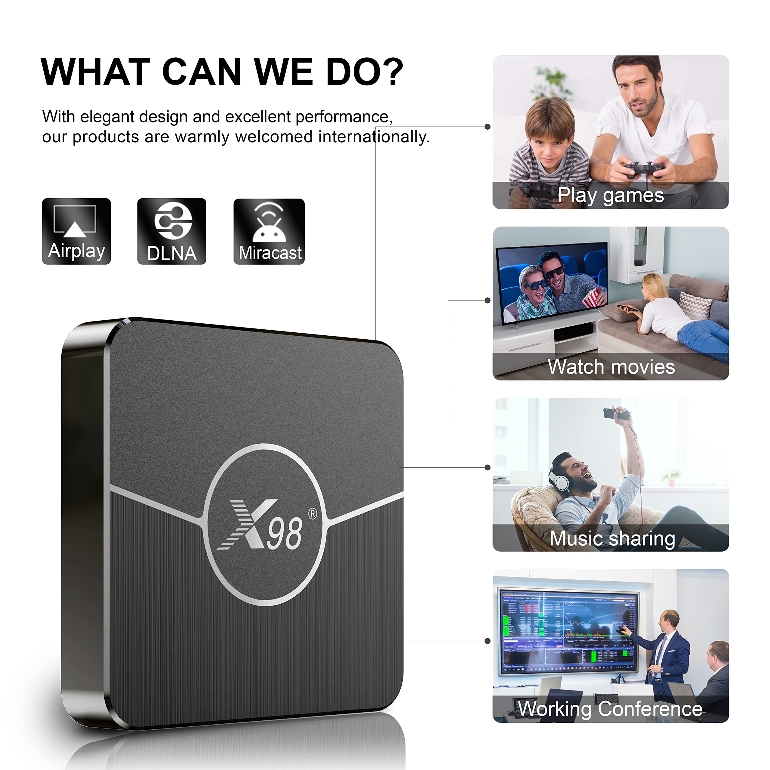 Android 11.0 TV Box,X98 Plus Amlogic S905W2 Quad Core X96 Plus Upgraded RAM 2GB ROM 16GB Dual WiFi 2.4G/5.8G BT4.2 4K 6K AV1 Home Smart Media Player Set top Box