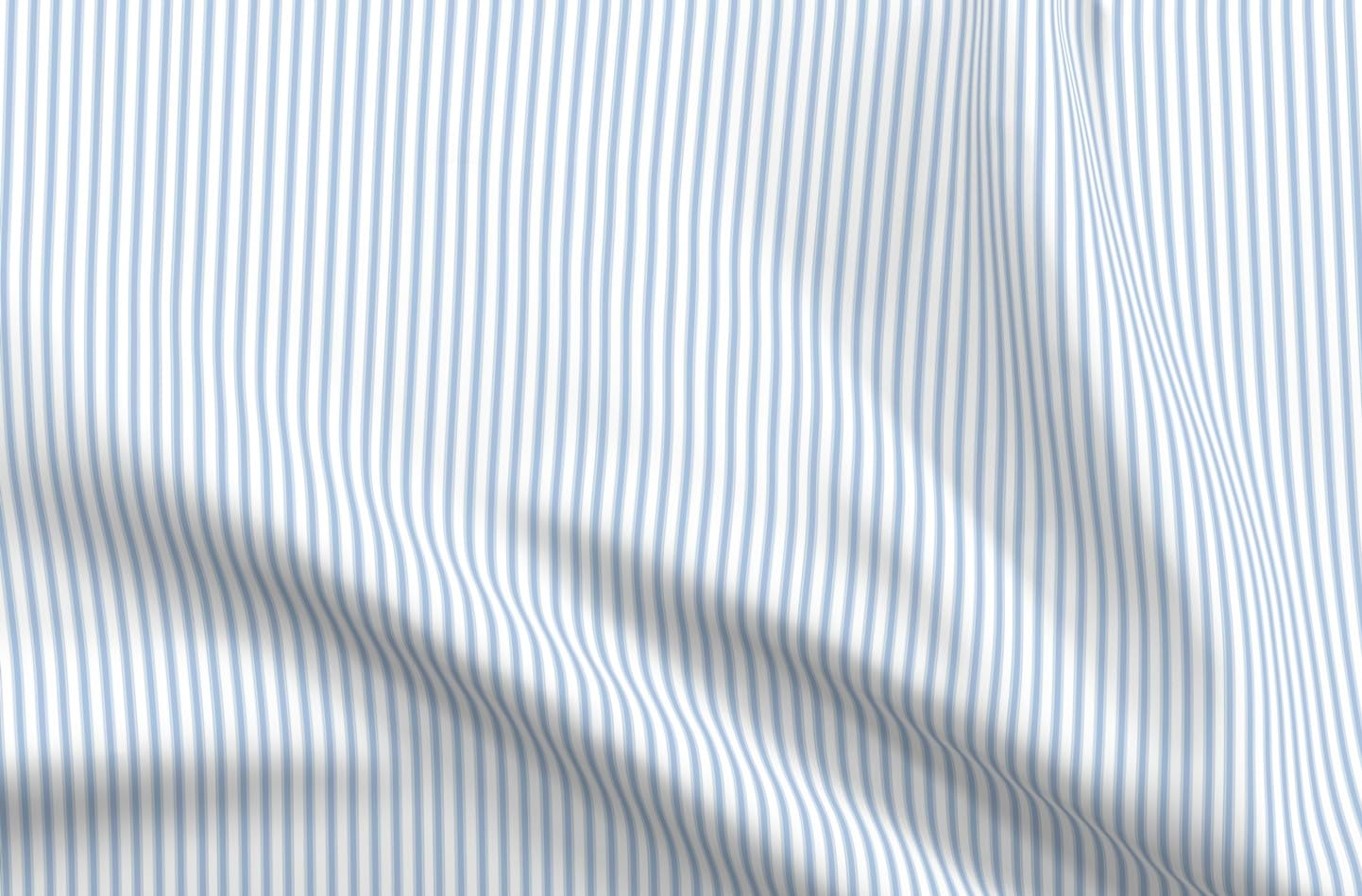 Spoonflower Fabric - Blue White Stripes Ticking Cottage Chic French Country Nautical Printed on Petal Signature Cotton Fabric by The Yard - Sewing Quilting Apparel Crafts Decor