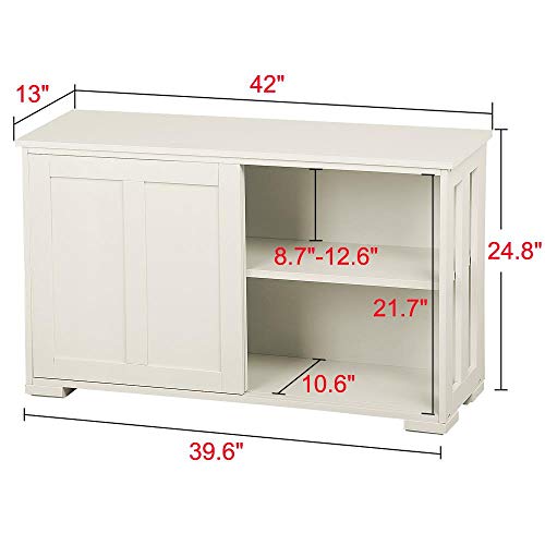 go2buy Antique White Stackable Sideboard Buffet Storage Cabinet with Sliding Door Kitchen Dining Room Furniture