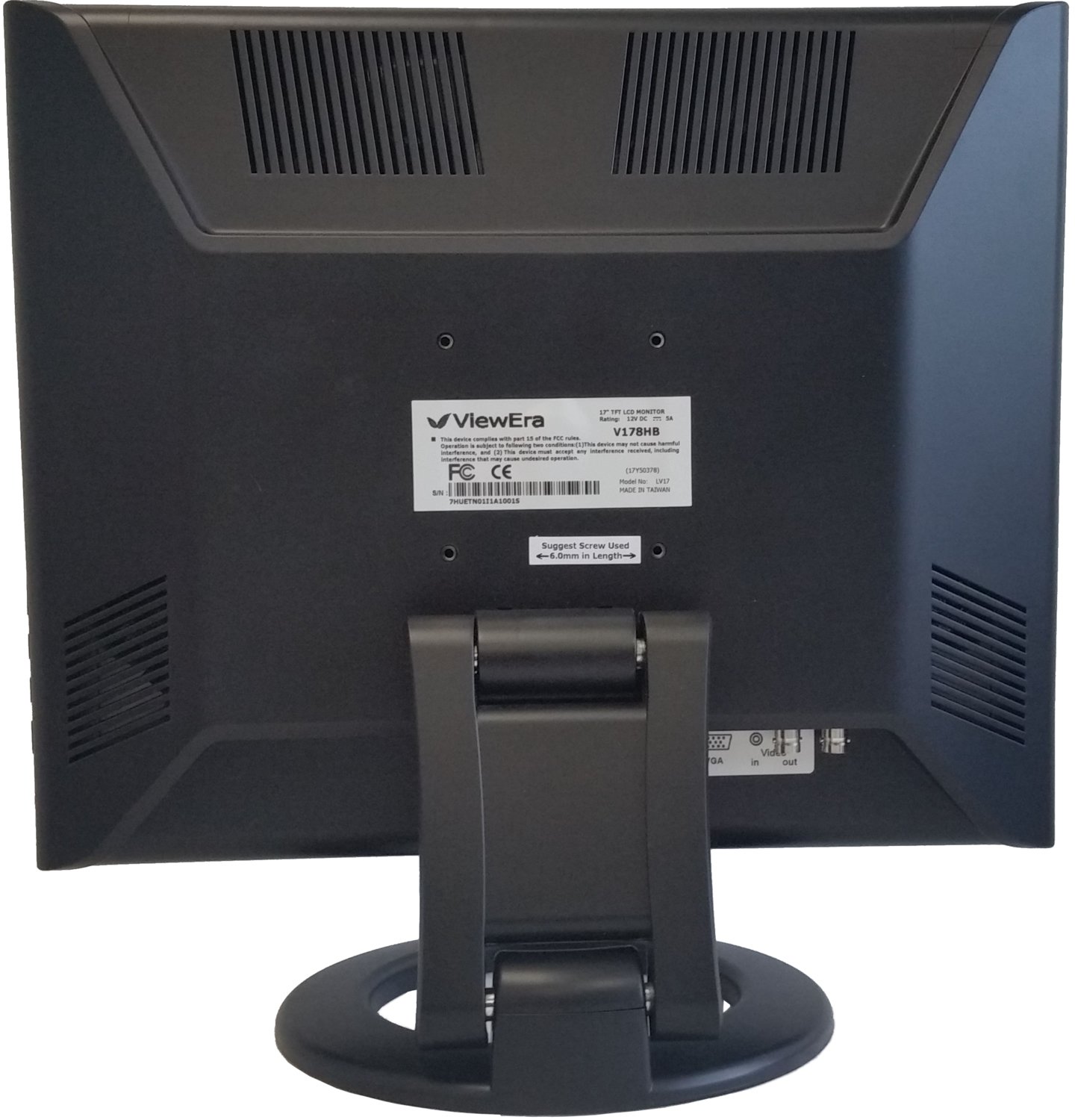 ViewEra V178HB TFT LCD Security Monitor 17" Screen Size, VGA, 1 CH BNC in/Out, 1x HDMI, Resolution 1280 x 1024, Brightness 250 cd/m2, Contrast Ratio 1000:1, Response Time 5ms, Built-in Speaker