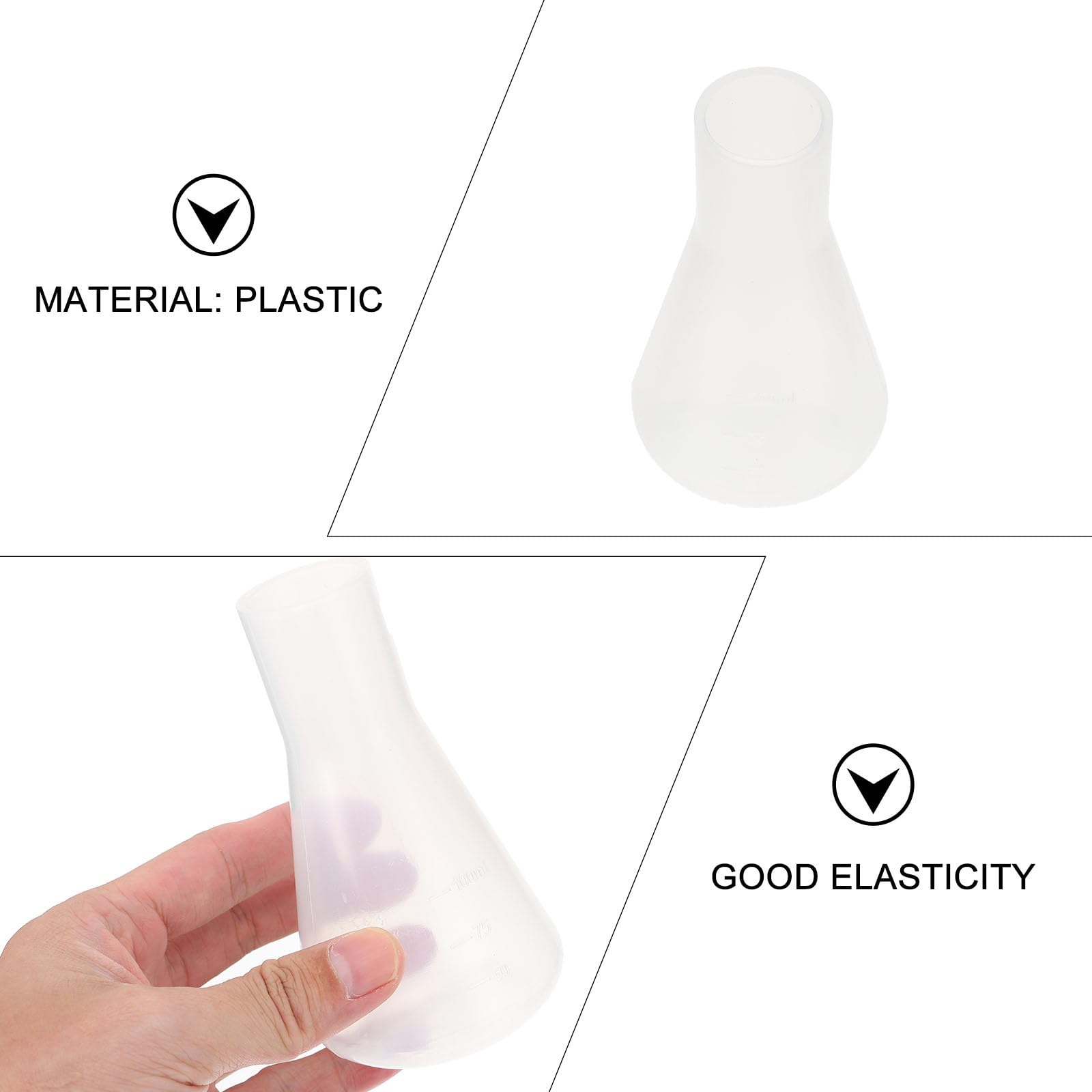 Beakers 10pcs Science Scientific Scale Erlenmeyer Flasks Laboratory Practical Plastic Lab Experiment Mouth for Jar Narrow Flask Supplies Conical Labs Experimental Glass