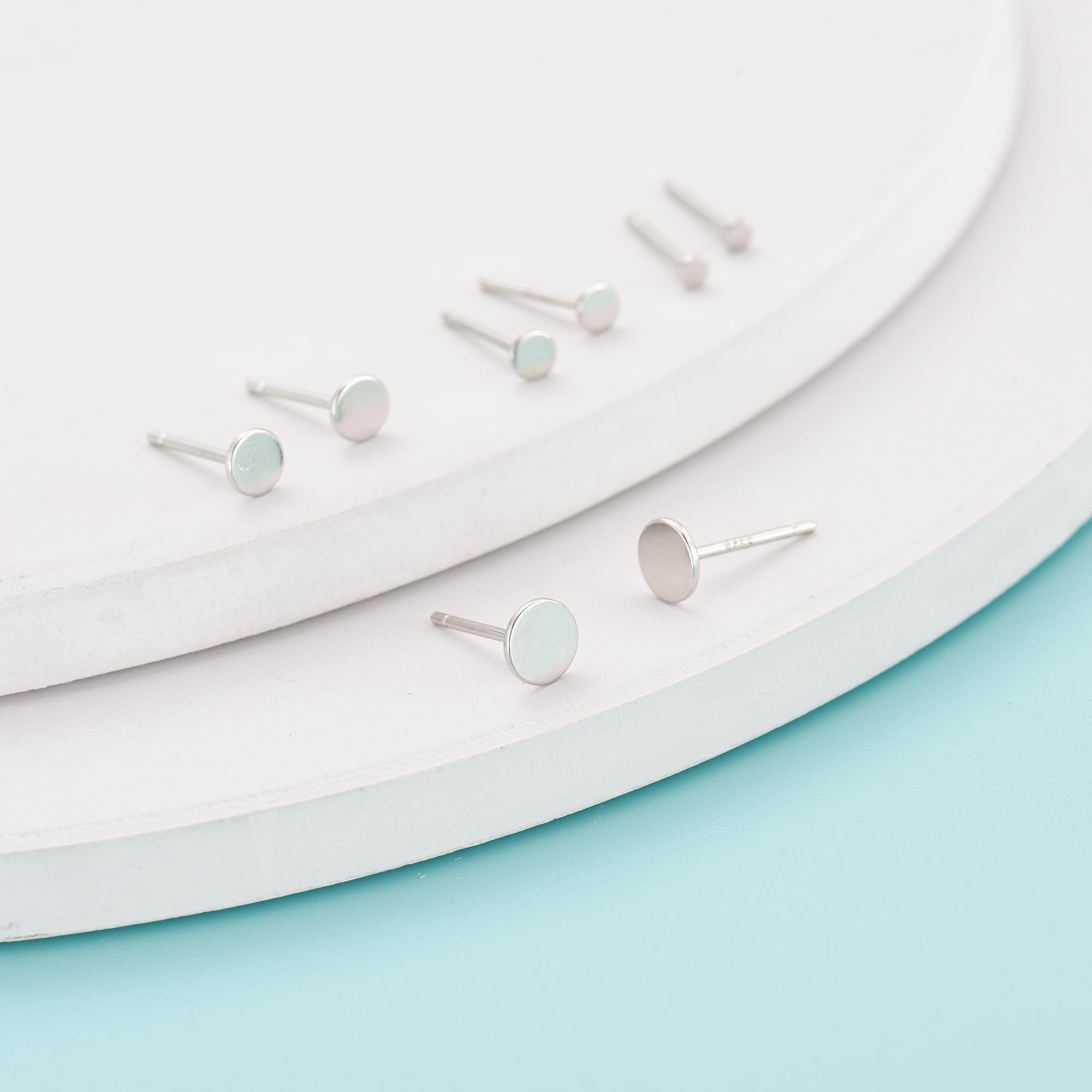 925 Sterling Silver Dot Stud Earrings | Small Simple Round Disc Stud Earrings | Tiny Flat Circle Hypoallergenic Cartilage Tragus Piercing Earrings Gifts for Women Men 2mm 3mm 4mm 5mm