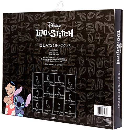Lilo & Stitch girls Lilo Stitch 12 Days of Advent Box Socks, Assorted Blue, 9 11 US