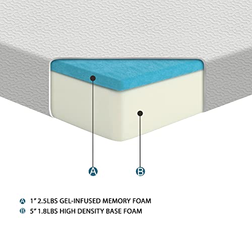 Lexicon Pelham 6-Inch Gel Infused Memory Foam Mattress, Twin, White