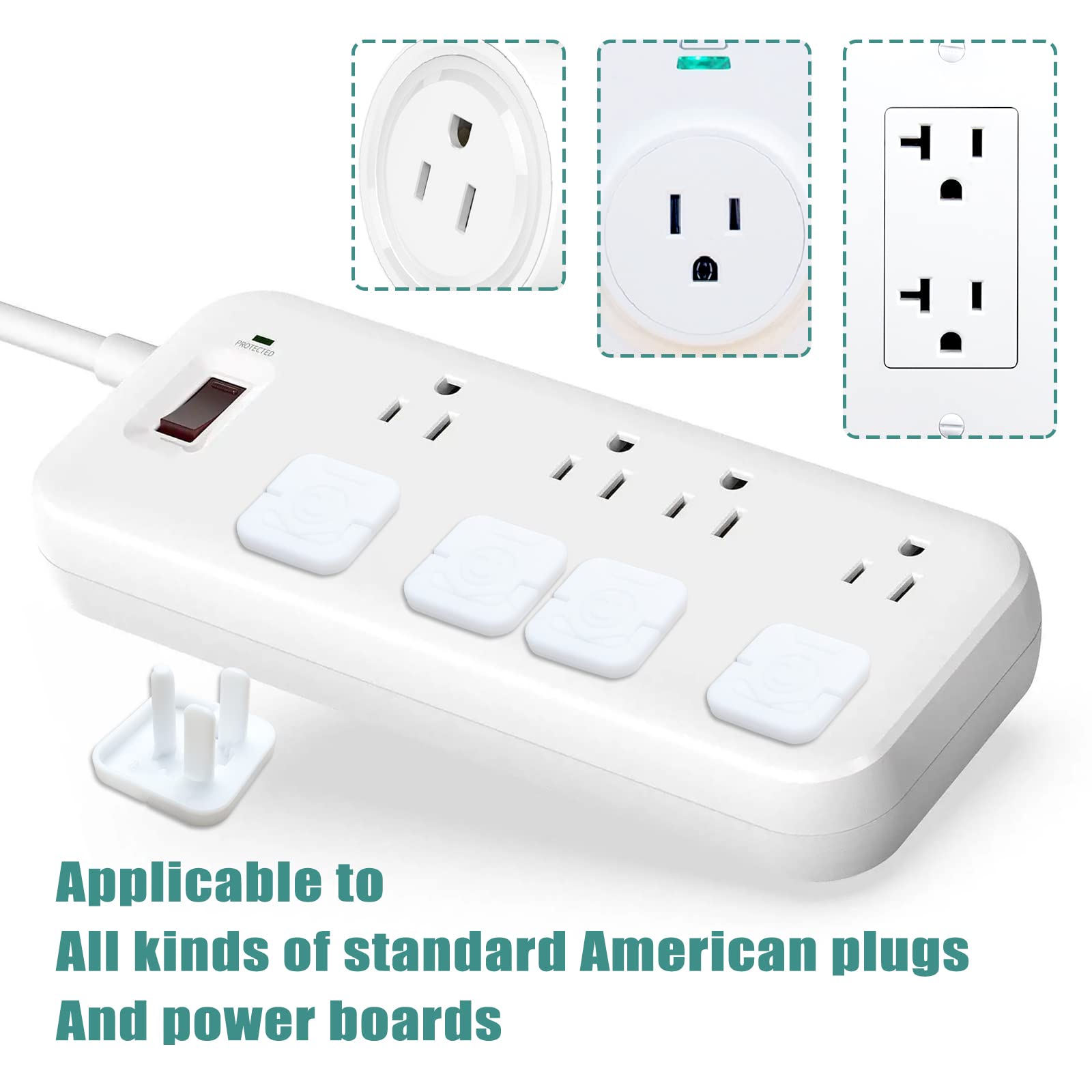 40 Pack Baby Proofing Outlet Covers, Child Safety Plug Covers for Electrical Outlets, White Square Socket Covers for Outlets with Hidden Handle, for Kids Toddler Protection