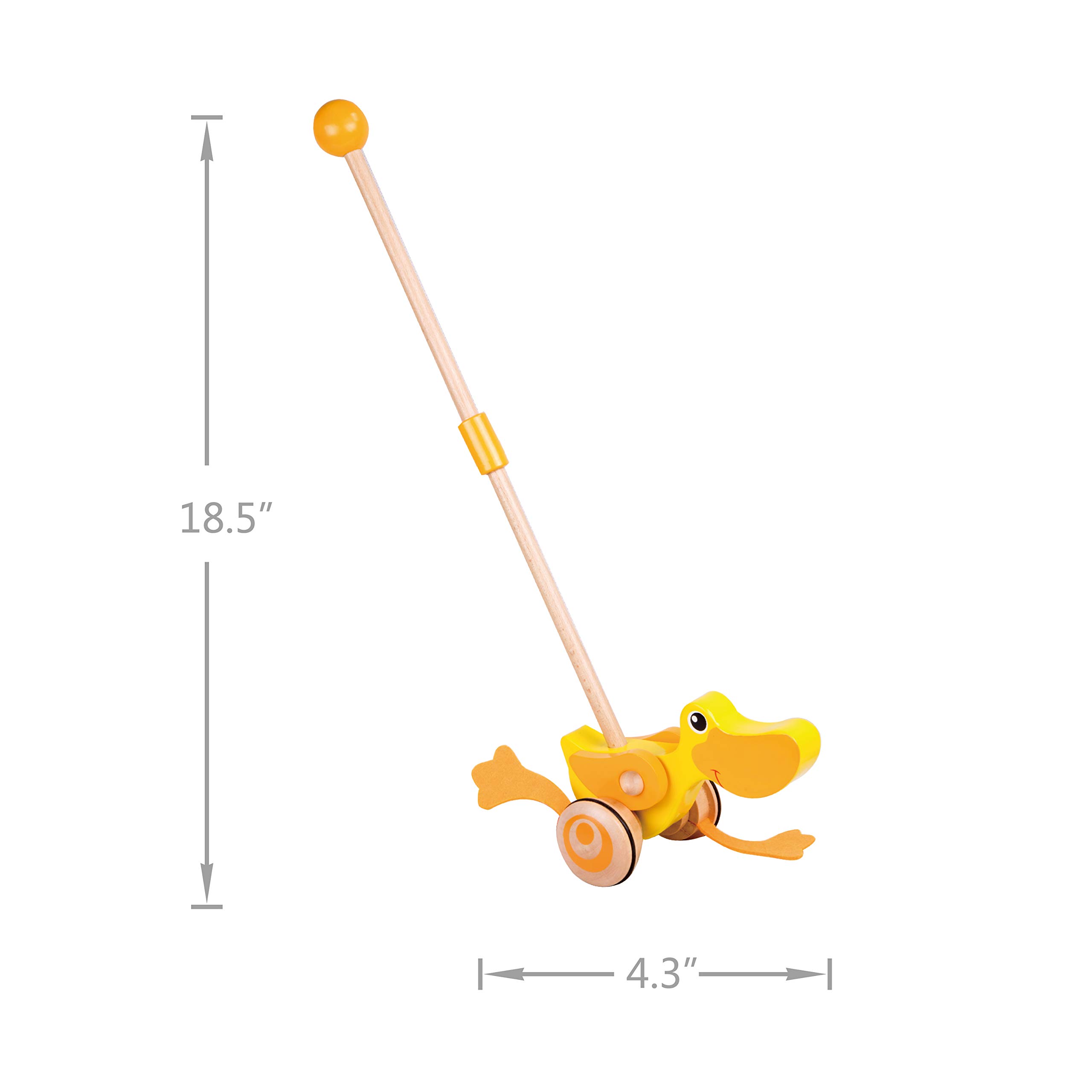 Classic World Wooden Push-Along Ducky,Push Pull Activity Walking Toy Duck,Baby Walker Push Toy