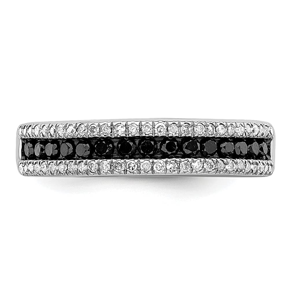 925 Sterling Silver Black White Diamond Ring Night Fine Jewelry For Women Gifts For Her