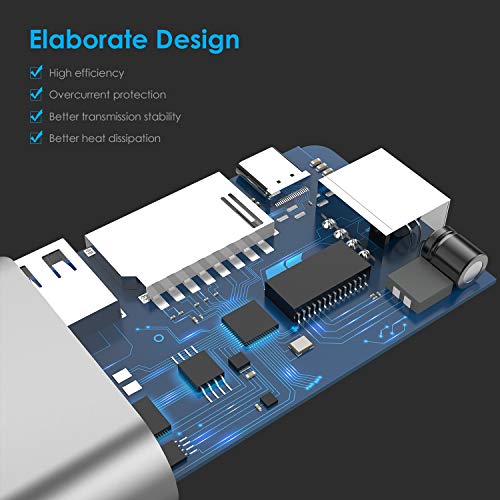 LENTION USB C Hub with 4K HDMI, SD Card Reader, 2 USB 3.0, Type C Charging & Ethernet Compatible 2023-2016 MacBook Pro, New Mac Air/Surface/Steam Deck, More, Stable Driver Adapter (CB-C68, Space Gray)