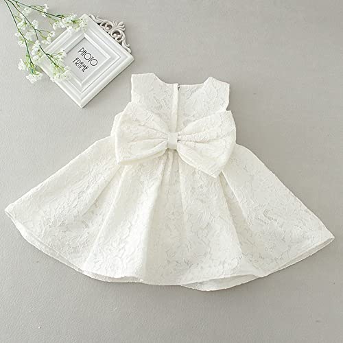 Meiqiduo Baby Girls 3Pcs Set Christening Baptism Wedding Formal Dress (3M/0-6months, Ivory White)