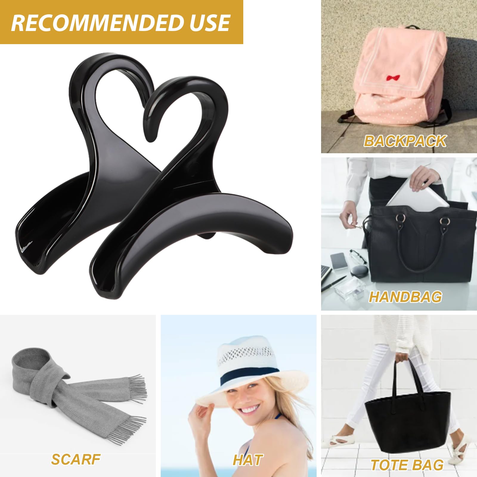 Autroly Purse Hanger,Purse Hangers for Closet,Purse Hanger Closet,Purse Hangers,Bag Hanger,Backpack Hangers for Closet,Bag Hooks for Closet(Black, 6 Pcs)