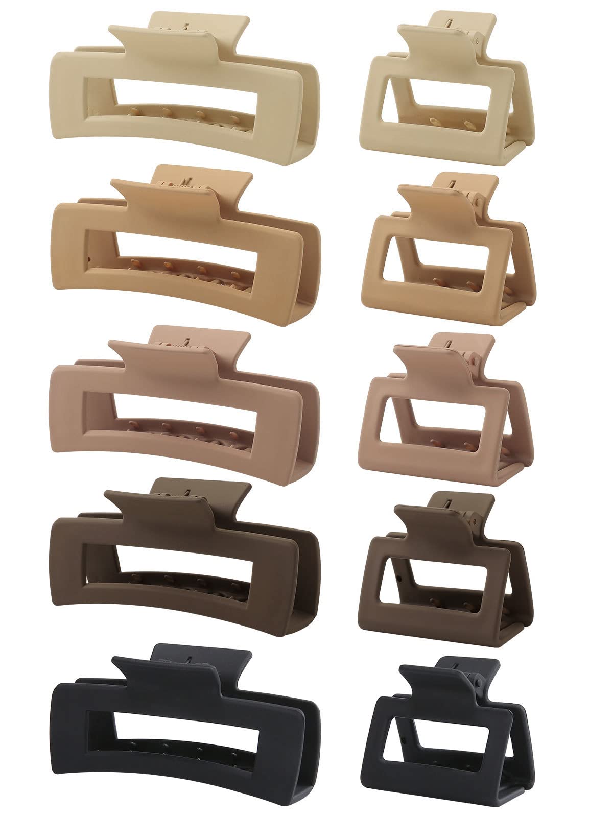 Auseibeely 10 Pack Hair Clip Claws Acrylic & Plastic Clips for Women Girls, Large & Small Rectangle Matte Clips, Hair Accessories for Thick Thin Hair, 10 PCS/Set