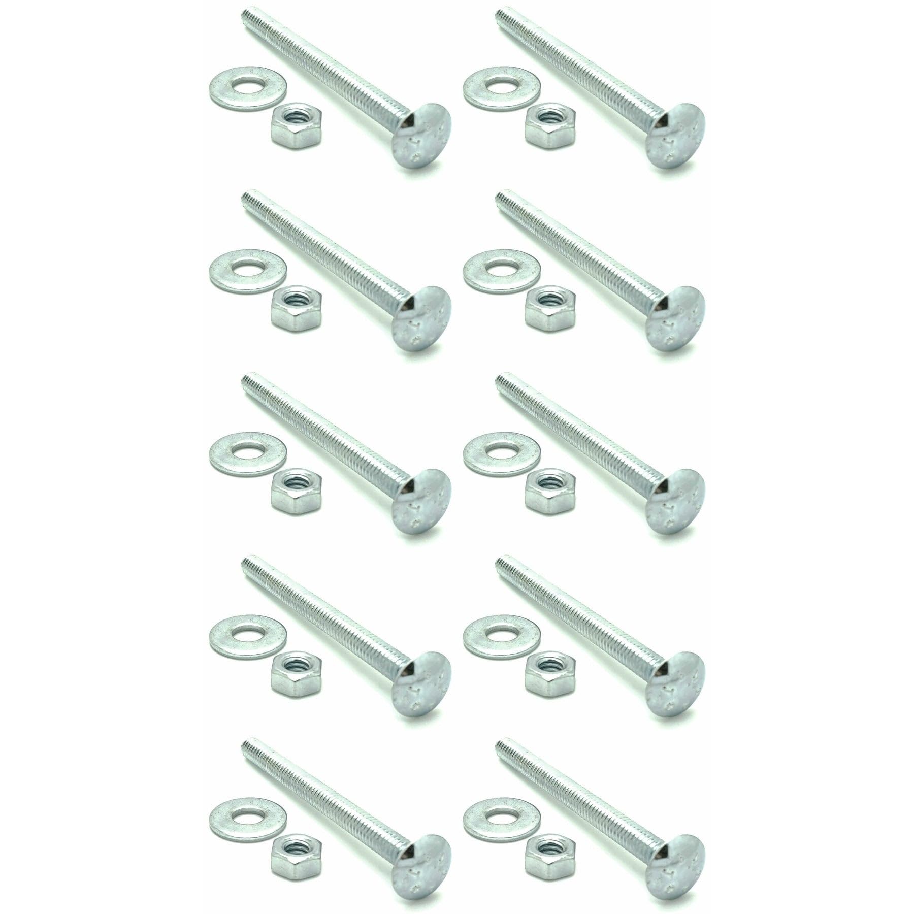 Ten (10) 1/4-20 x 3" Long Carriage Bolts Set w/Nuts & Washers (BCP285)