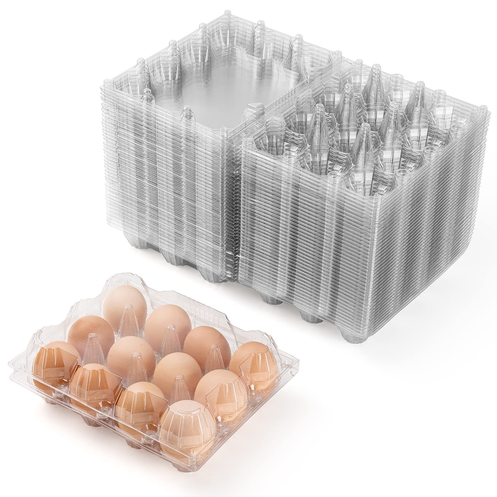 AYAYGD 40 Pack Egg Cartons Cheap Bulk 12 Count,Clear Plastice Bulk Egg Cartons for Chicken Eggs,Reusable Egg Carton for Family,Chicken Farm,Markets Display - Egg Holder, Egg Containers for Fresh Eggs