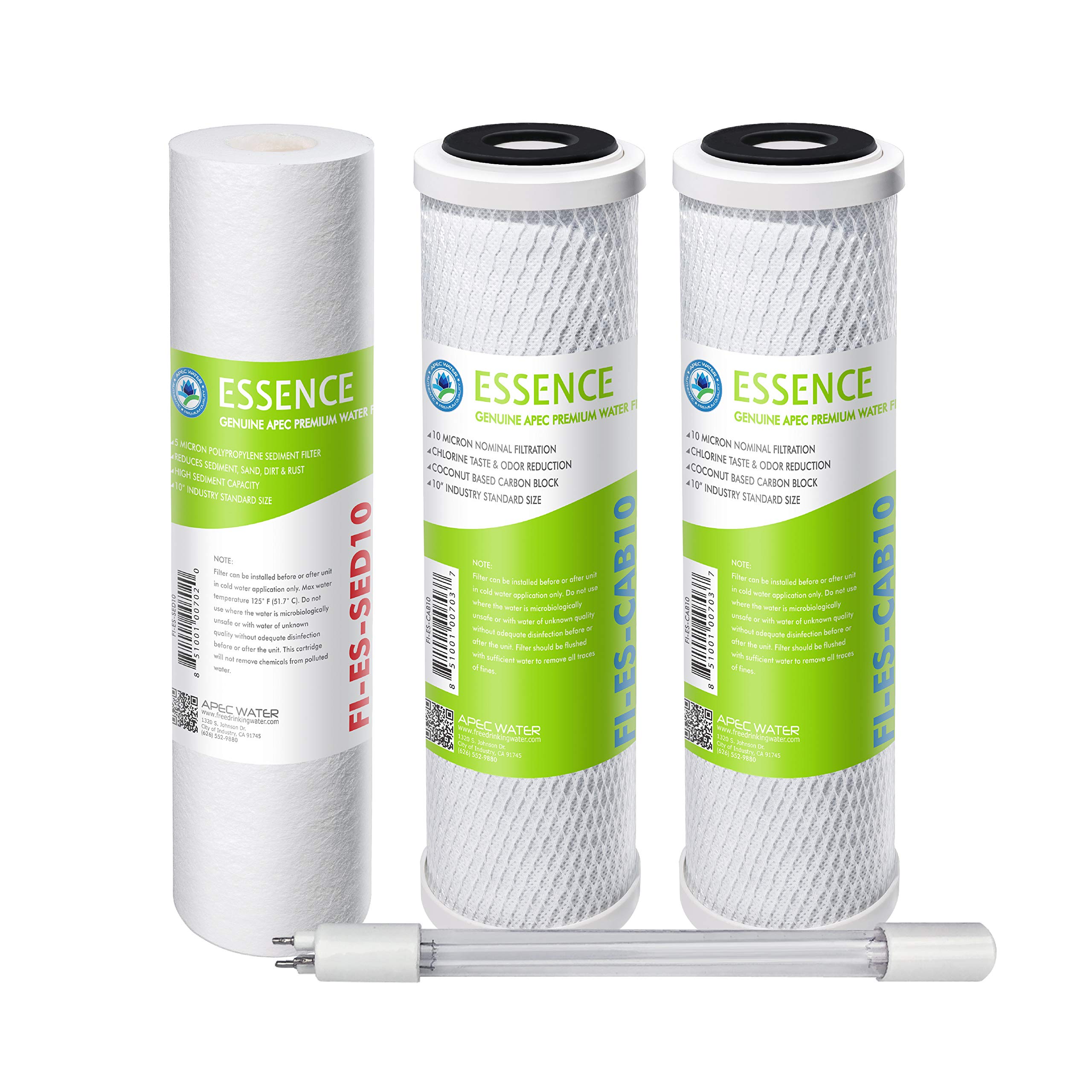 APEC Water Systems FILTER-SET-ESUV-SS High Capacity Replacement Filter Set For Essence Series ROES-UV75-SS Reverse Osmosis Water Filter System Stage 1-3&5
