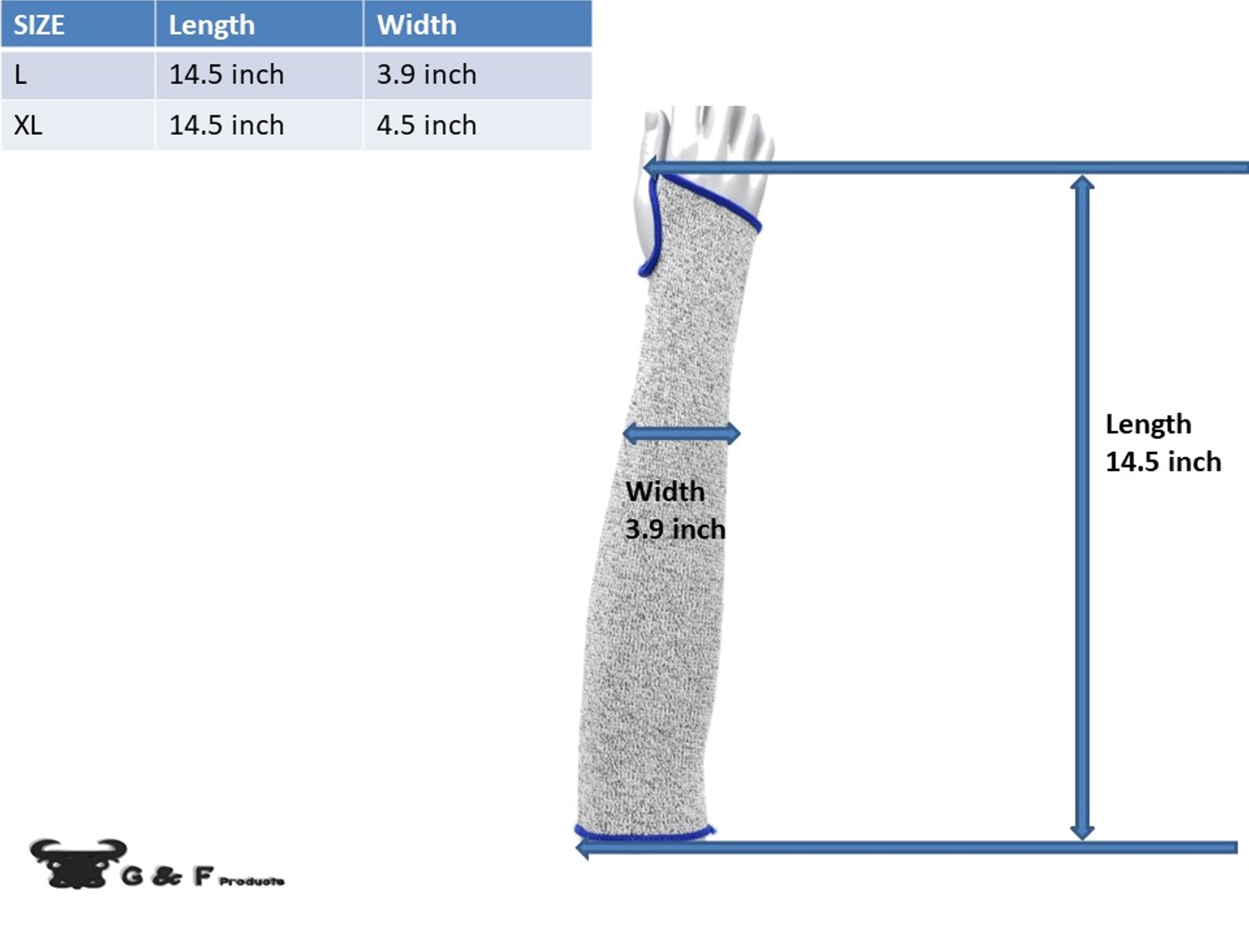 Cut Resistant Sleeves, Level 5 Protection, Slash Resistant Arm Sleeves, 14" Long, Sold By Pair (2Piece)