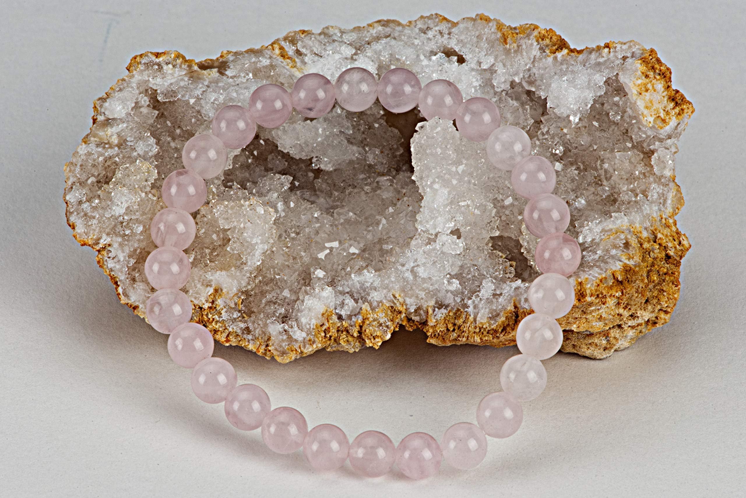 Cherry Tree Collection - Small, Medium, Large Sizes - Gemstone Beaded Bracelets For Women and Men - 6mm Round Beads (Madagascar Rose Quartz - Small)