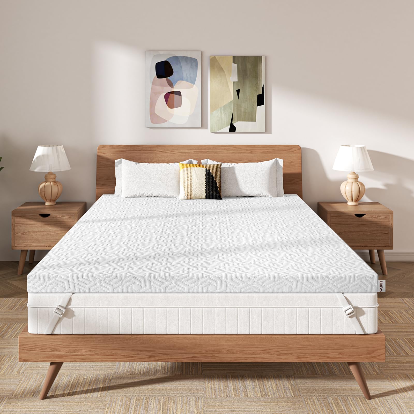 UniPon 3 Inch Gel Memory Foam Mattress Topper Twin, Medium Firm Foam Mattress Topper, Plush Foam Bed Topper for Pressure Relief, Removable Cover, CertiPUR-US Certified