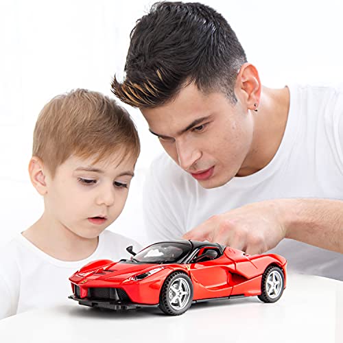 BDTCTK Compatible for 1:32 Ferrari Car Model Pull Back Car with Sound and Light for Kids Boy Girl, Metal Body Door Opened Red