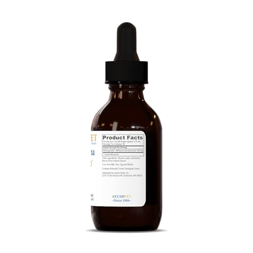 Ayush Pet Stress Support Ashwagandha Drops, Calm and Focus for Dogs or Cats, Alcohol Free Supplement, 2 oz.