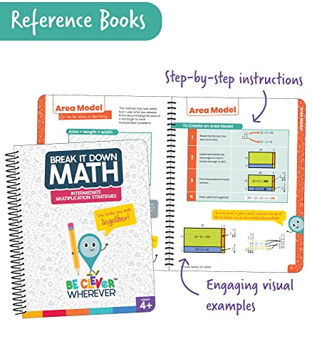 Be Clever Wherever Grade 4 Math Kit, 4th & 5th Grade Math Tool Kit, Intermediate Multiplication Strategies, Intermediate Division Strategies, and Intermediate Fractions Math Reference Books (17 Pc)