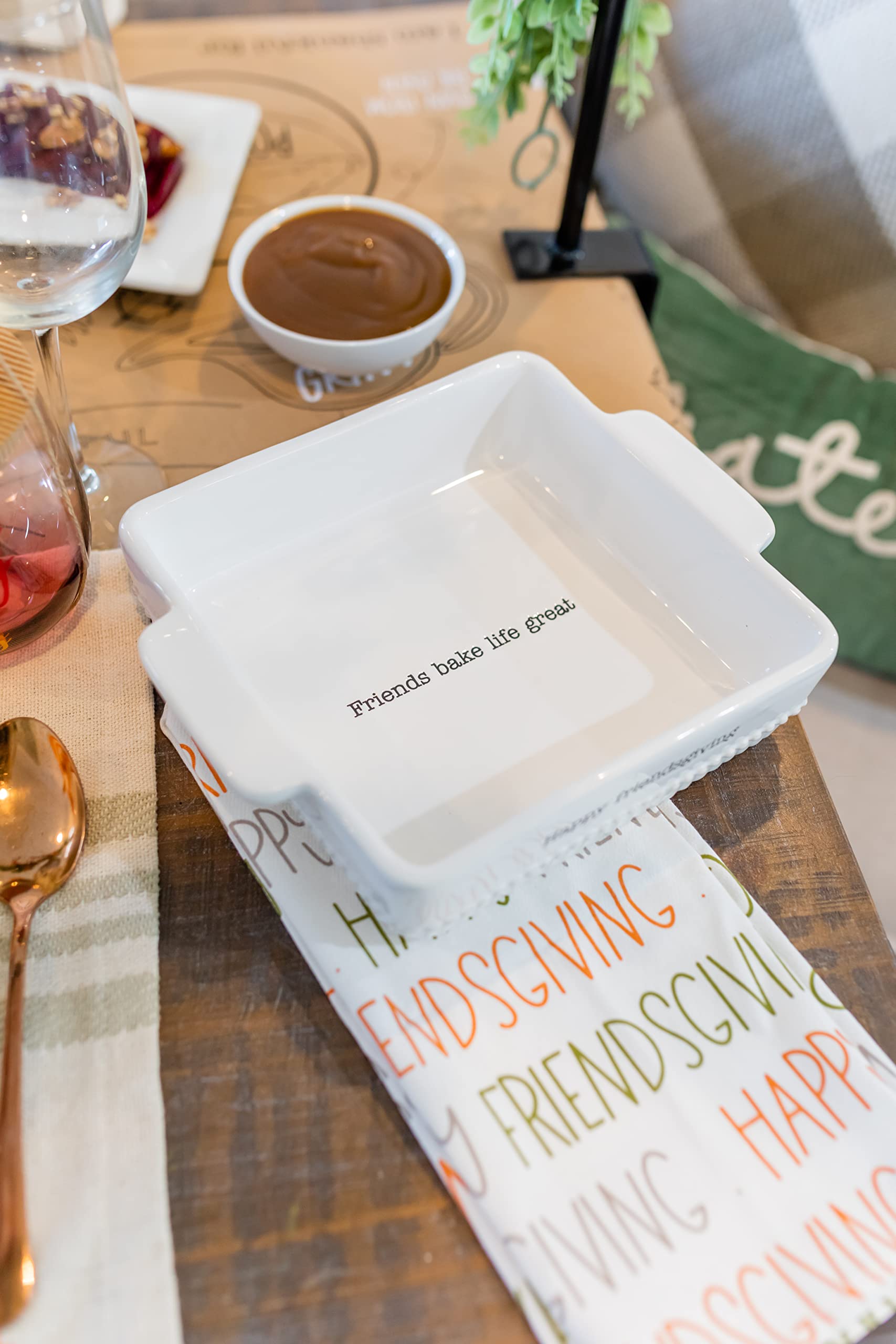 Mud Pie Friendsgiving Baker Set,White