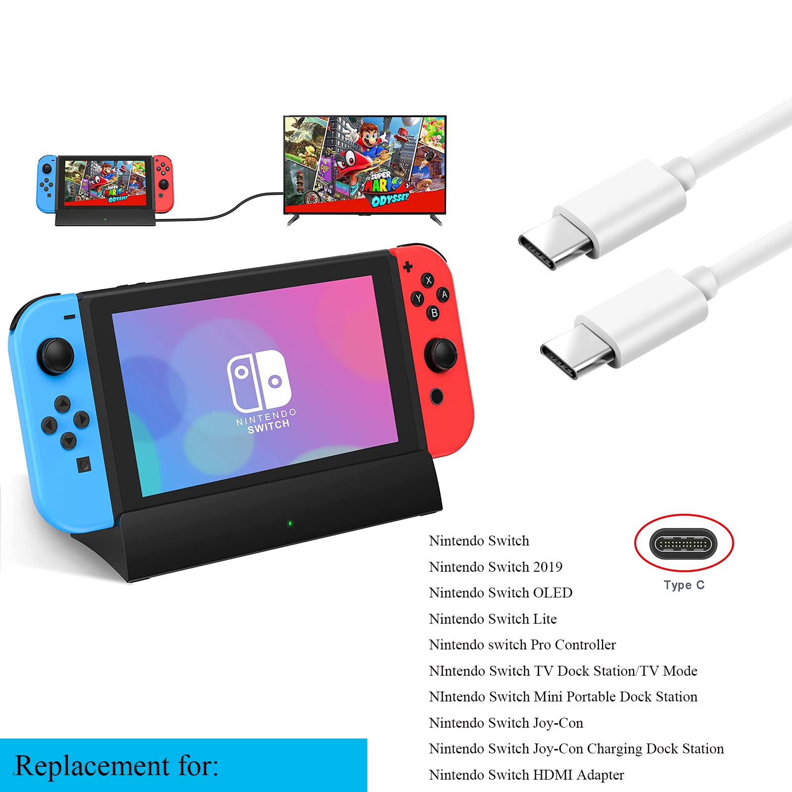 9Ft PD Charger for Nintendo Switch and Switch Lite and Switch OLED, 9FT Type C Charger Cable Replacement for Switch