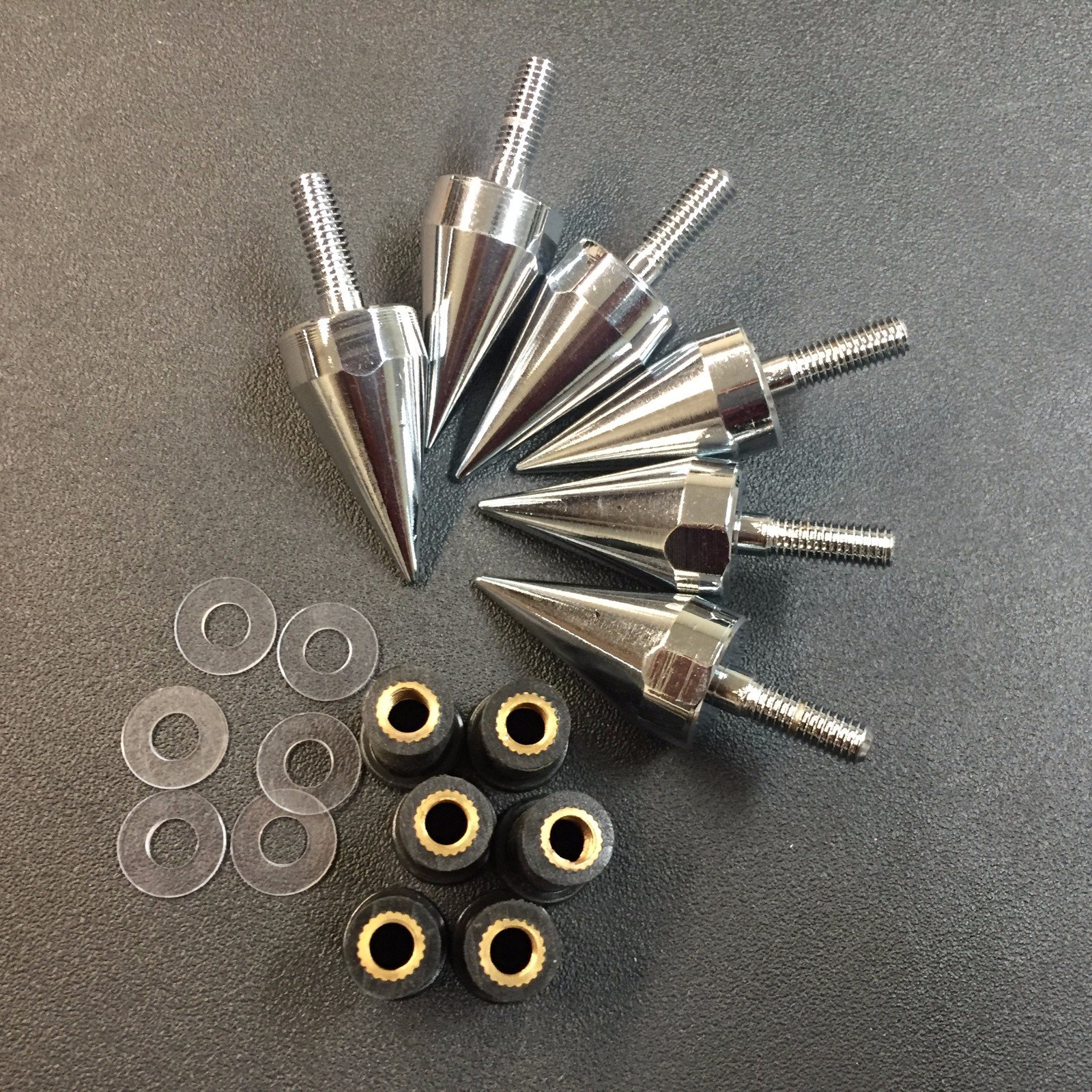 SEMT-Universal Chrome Motorcycle Spike Bolts with Mounting Parts Compatible with Windscreen Fairings License Plate [B074NVVQZD]
