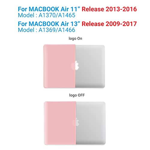 IBENZER Compatible with Old Version MacBook Air 13 Inch Case (2010-2017 Release). Models: A1466 / A1369, Plastic Hard Shell Case with Keyboard Cover for Mac Air 13, Rose Quartz, A1301RQ+1