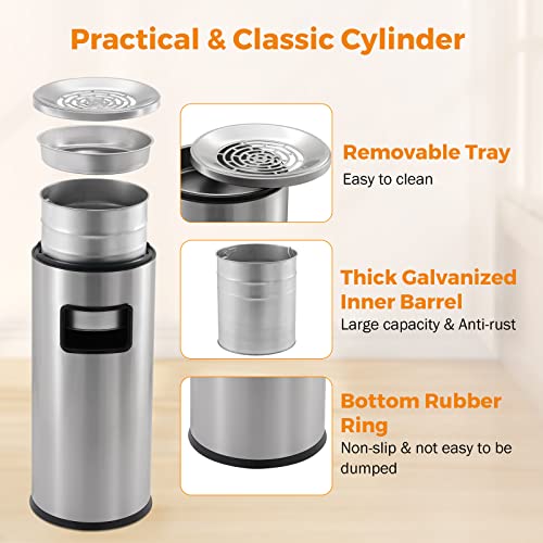 BEAMNOVA Bundle Black 15 x 31.5 in + 12.4 * 27 in Metallic Stainless Steel Trash Can with Lid Commercial Garbage Enclosure Inside Barrel Heavy Duty Waste Container