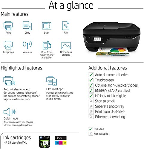 HP OfficeJet 3830 All-in-One Wireless Color Printer, HP Instant Ink, Works with Alexa (K7V40A)