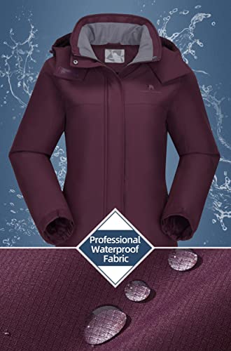CAMEL CROWN Ski Jackets for Women Winter Snow Coats Warm Mountain Waterproof Female Jacket Hooded Windbreaker Dark Purple S