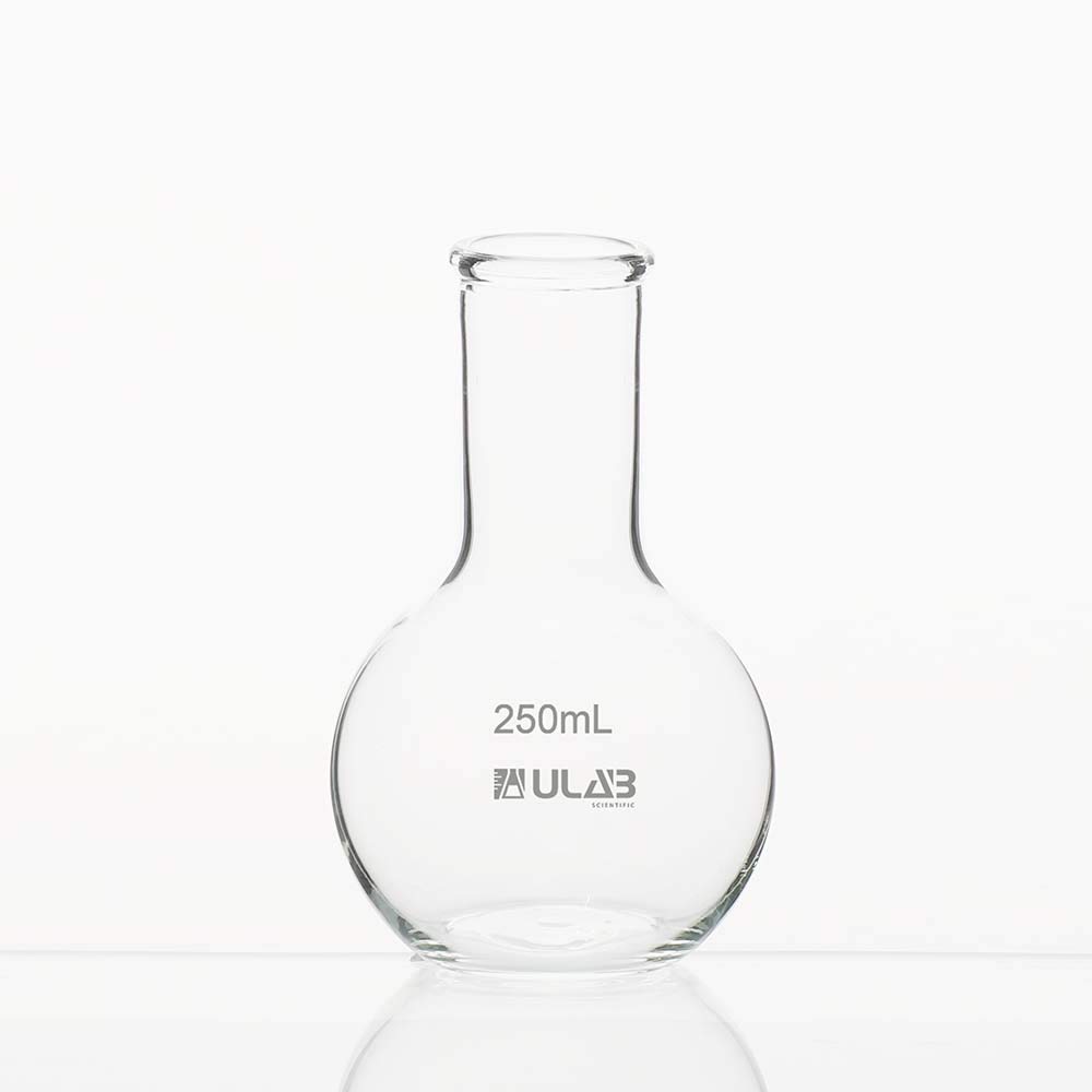 ULAB Boiling Flask of Flat Bottom Set, 4pcs of Vol.250ml, Borosilicate 3.3 Glass Material, UBF1009