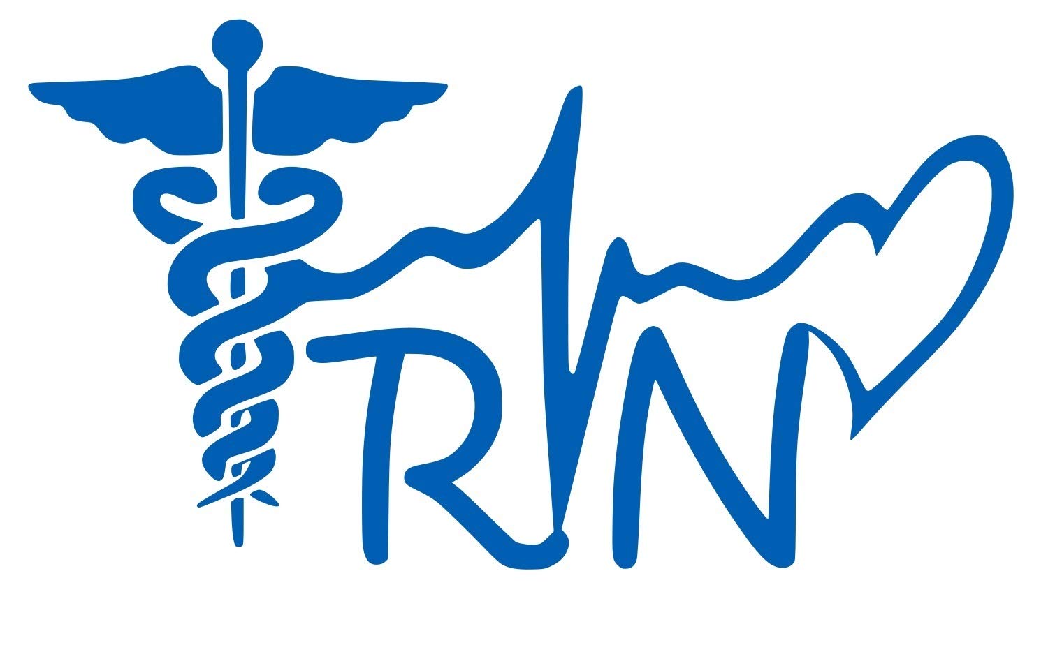 ABlu Registered Nurse - RN Caduceus Lifeline Heart Decal Vinyl Sticker Graphics|UR Impressions|for Car Truck SUV Van Wall Window|Azure Blue|7.5 X 4.1 inch|URI338-AB