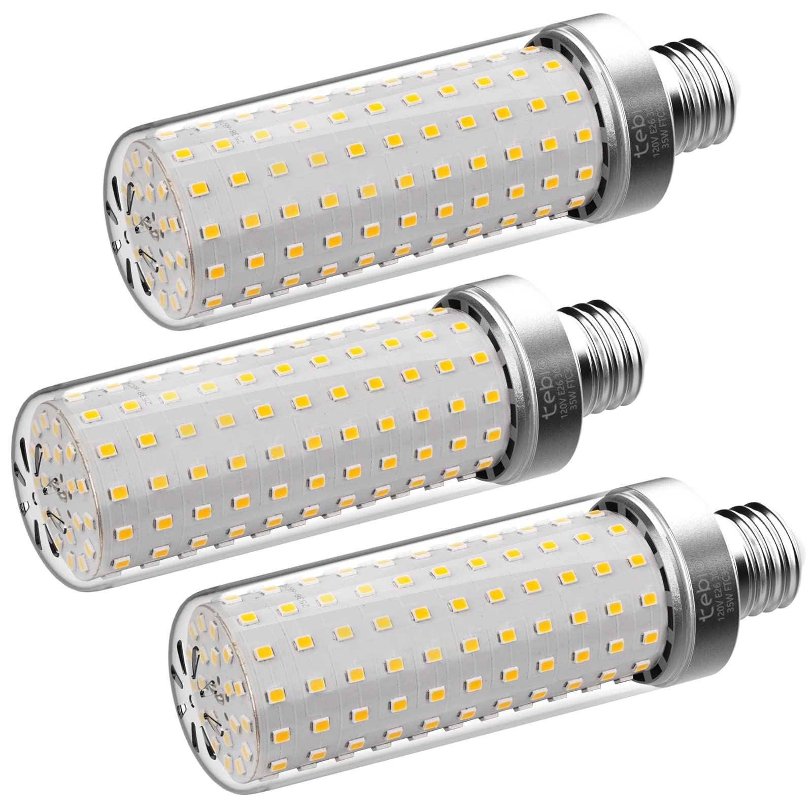 tebio 35W Warm LED Light Bulb 300W Equivalent 3500 Lumen Warm White 3000K, E26/E27 Base Non-dimmable LED Corn Bulbs 3-Pack