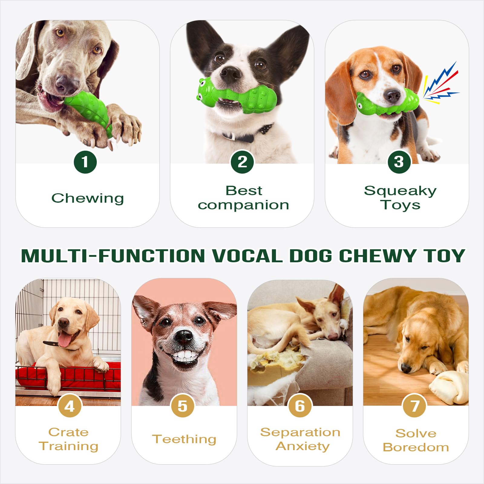 zaabaazina Dog Chew Toy for Aggressive Chewers, Squeaky Dog Toy Interactive Cute Shape, Teeth Grinding and Cleaning Function Retrieval Dog Toy Safe Material, Easy to Use