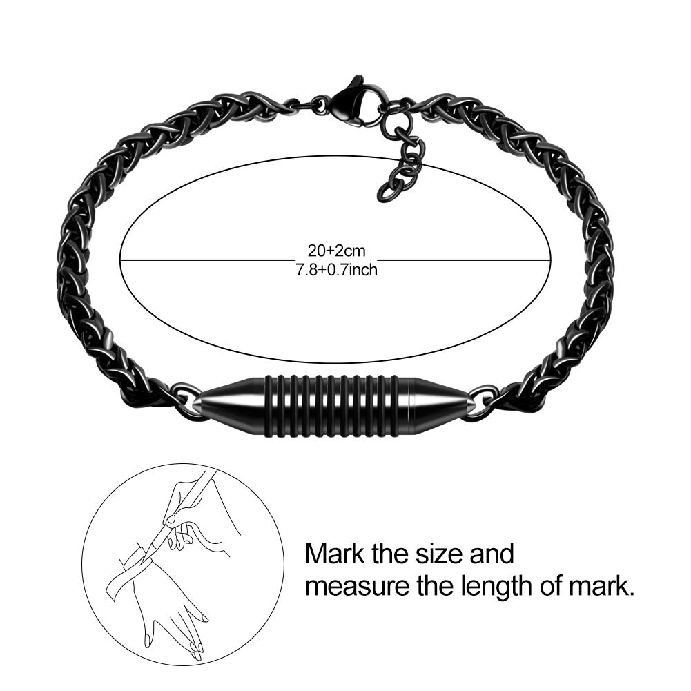 abooxiu Cremation Bracelet Men Women Memorial Urn Bracelet for Ashes Memorial Jewelry Ashes Holder Keepsake Adjustable Link Black Silver