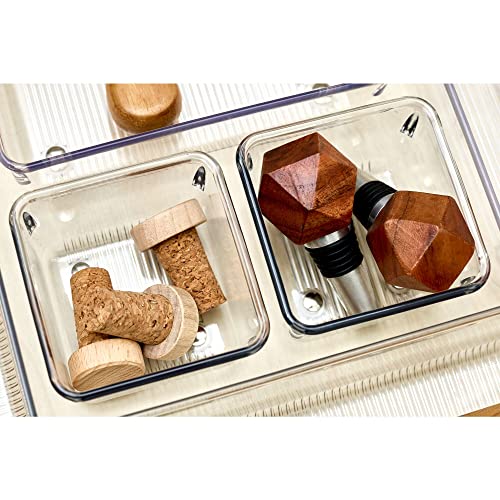 iDesign Plastic Drawer Organizer for Bathroom, Vanity, Kitchen Drawers, The Linus Collection – Set of 2, 3" x 3" x 2", Clear