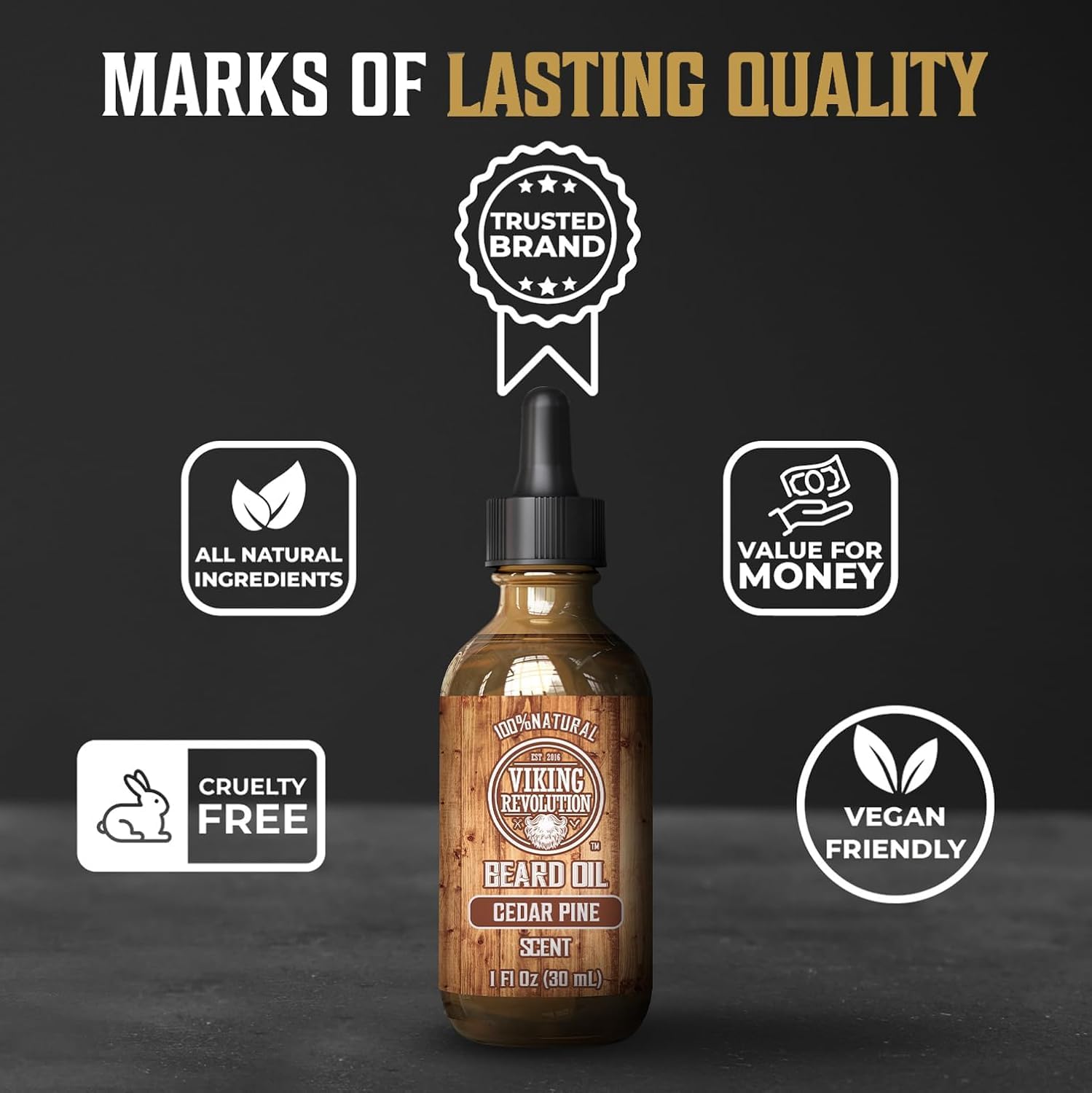 Viking Revolution Cedar and Pine Beard Oil for Men - Natural Argan and Jojoba Beard Softener, Conditioner for Strengthening and Moisturizing (1 Pack)