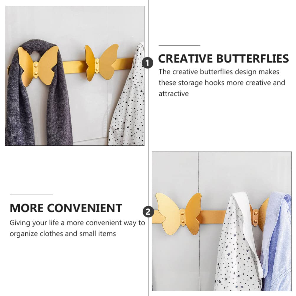 Bathroom Towel Hooks Gold Butterfly Coat Hooks Coat Rack Wall Mount with 3 Hooks Butterfly Design Aluminum Alloy Key Holder Bags Robe Hat Hangers for Home Decor Towel Hook